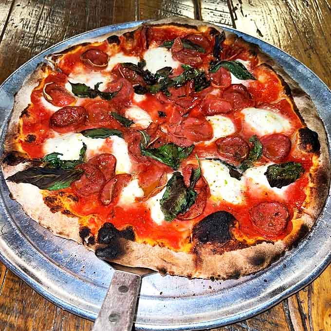 Classic Margherita gets a pepperoni upgrade, because sometimes tradition needs just a little bit of delicious rebellion to make it perfect.