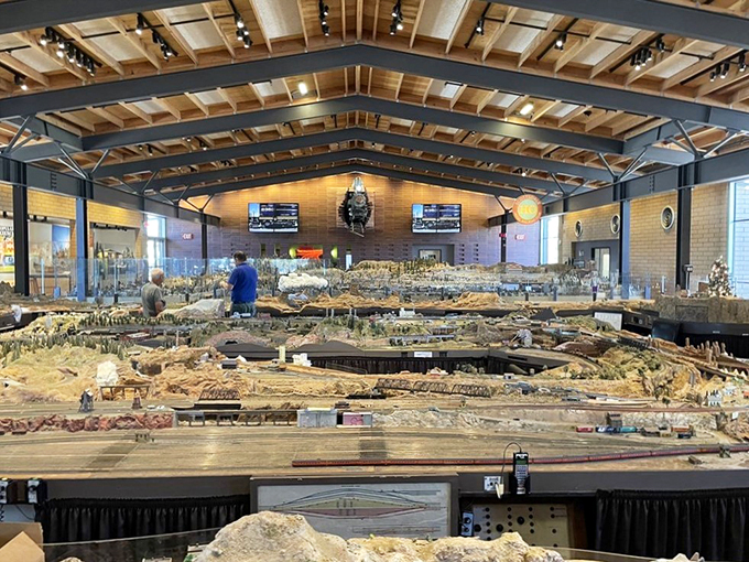 It's like someone shrunk the Wild West and added trains. If only my morning commute looked this picturesque!