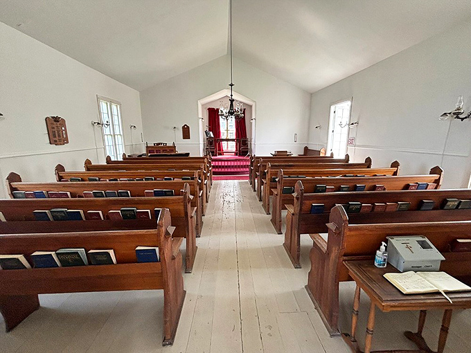 The island's simple white church stands as a testament to community, its unadorned beauty reflecting the straightforward values of island life.