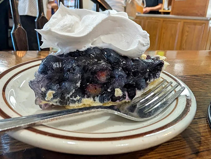 Blueberries nestled in perfect pastry &ndash; this isn't just pie, it's a purple-hued miracle that justifies the drive.