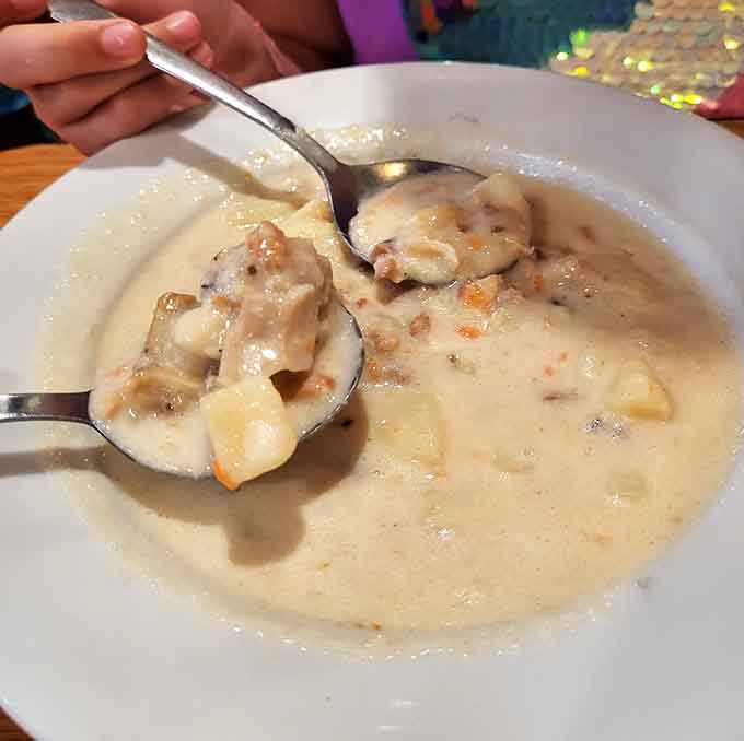 The chowder's rich, velvety texture and abundance of fresh seafood make every bite an absolute treasure worth savoring slowly.