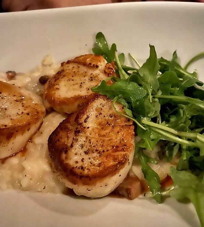 Pan-seared scallops that achieve that coveted golden crust while staying butter-tender inside, because some things are worth doing right.