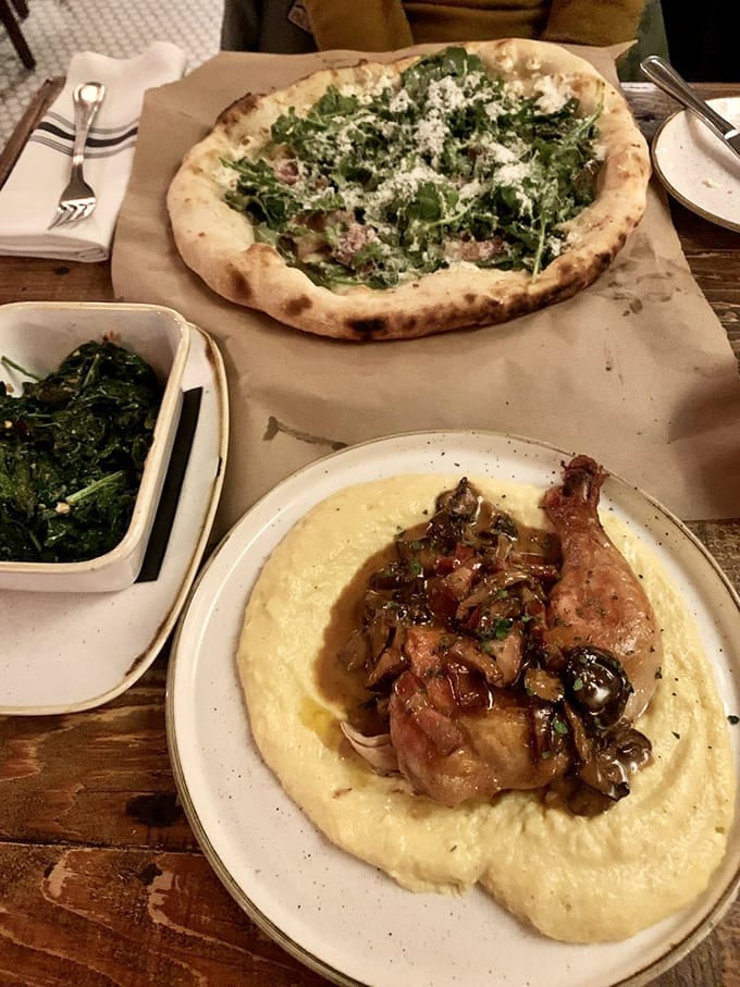 The dynamic duo: Chicken Marsala meets wood-fired pizza, proving you can absolutely have it all in one meal.