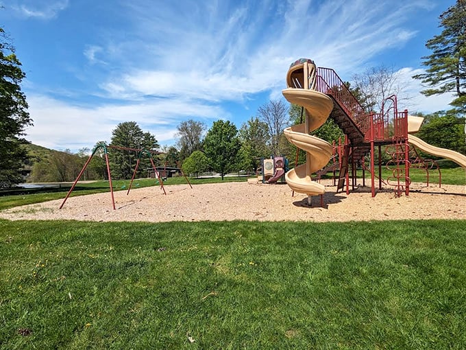 Childhood unplugged: This playground offers the radical concept of fun without charging stations or Wi-Fi passwords.