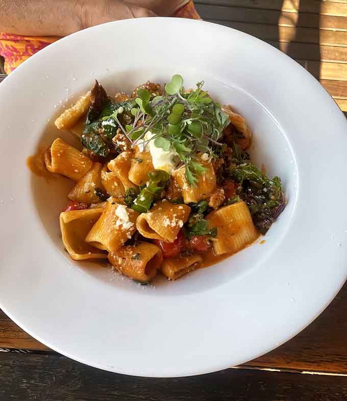 Old School Rigatoni brings Italian comfort food energy with housemade pasta and garden-fresh ingredients.