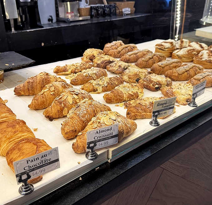 The double almond croissant &ndash; a masterpiece of contrasts with its crunchy exterior, tender layers, and rich frangipane filling.