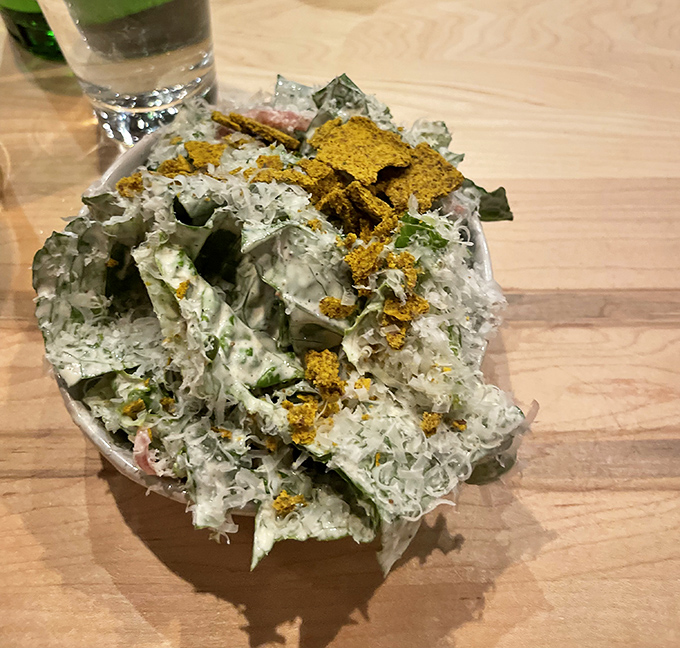 A salad that actually excites &ndash; fresh greens tossed with creamy dressing and crunchy toppings that make eating vegetables feel rebellious.