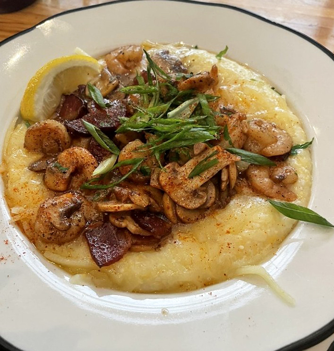 Plump shrimp and savory bacon nestle into creamy grits &ndash; Southern comfort that would make any grandma proud.