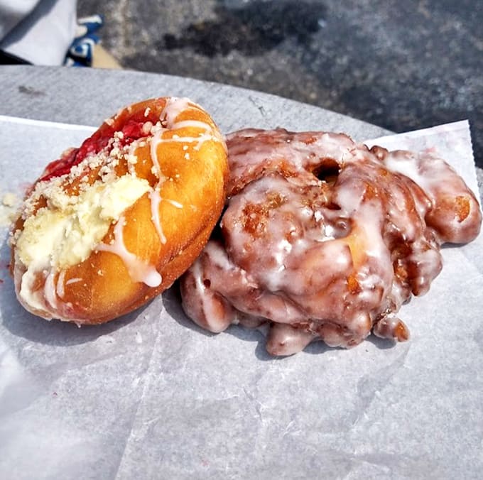 The strawberry cheesecake donut and apple fritter &ndash; a dynamic duo that belongs in the Superhero Pastry Hall of Fame, fighting the villainous forces of boring breakfasts everywhere.