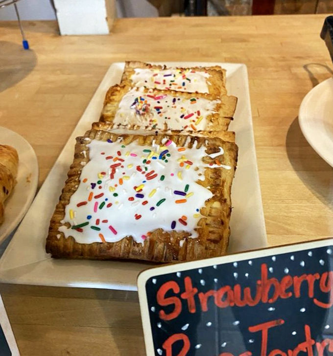 A plate of strawberry Pop Tarts lined up like edible works of art, each one waiting to deliver that perfect balance of crisp and gooey.