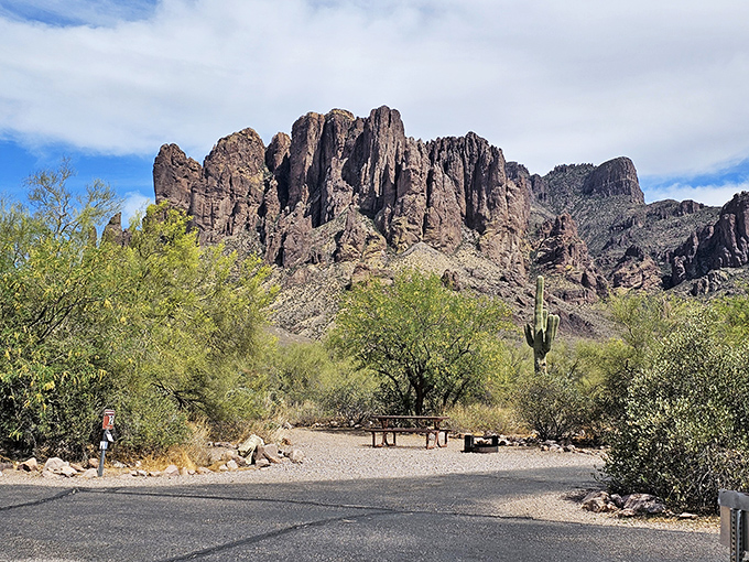The Superstition Mountains don't just stand &ndash; they command attention, their imposing cliffs catching the Arizona sunlight like nature's own cathedral.