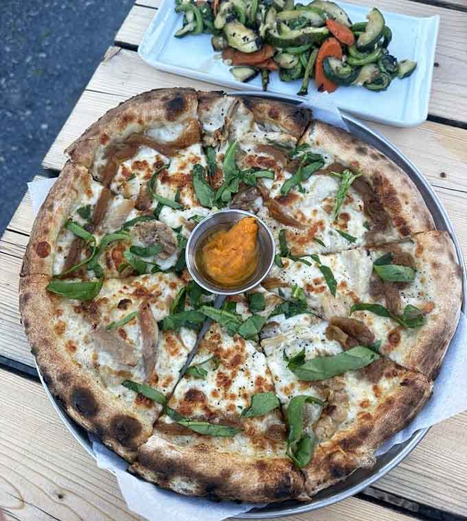 White pizza with fresh arugula proves that sometimes less is more, especially when the ingredients are this fresh.