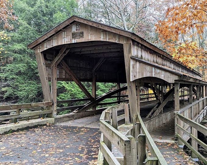 Rustic charm nearby the historic covered bridge offers another glimpse into Ohio's rich transportation heritage.