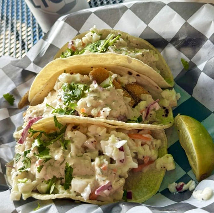 These fish tacos pack generous portions and fresh flavors into soft tortillas, creating handheld happiness that's impossible to resist or share.