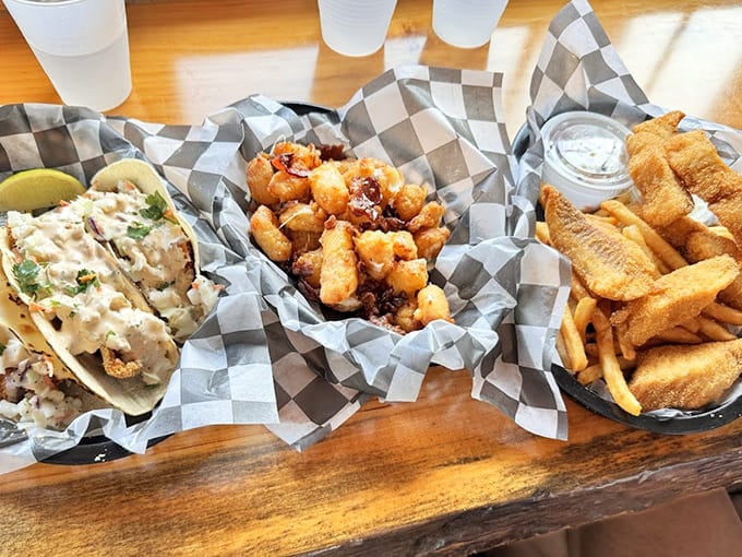 Variety is the spice of life, and this spread proves you can have your fried fish, your shrimp, and your tacos too, all in one glorious meal.