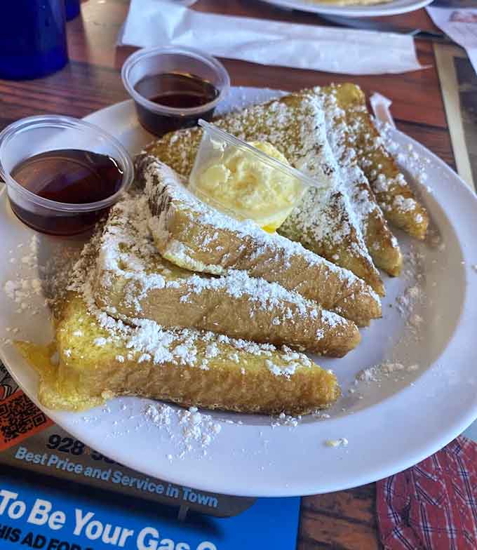 French toast dusted with powdered sugar and served with syrup proves that sometimes the classics need no improvement whatsoever.