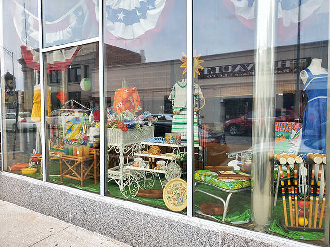 Window shopping takes on new meaning with this perfectly staged vignette &ndash; summer fashion from decades past still looks fresh behind the glass.