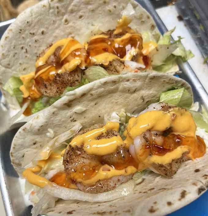 Shrimp tacos get the same careful treatment as their walleye cousins, with perfectly cooked seafood and thoughtful toppings throughout.