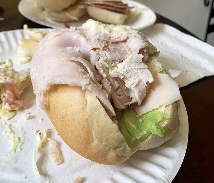 Turkey sandwich perfection &ndash; layers of freshly sliced meat, crisp vegetables, and just the right condiments. Lunch doesn't get better than this.