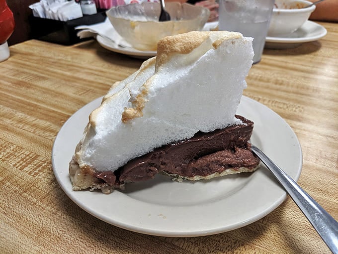 Cloud-like meringue towers over rich chocolate filling in this slice of heaven that's worth every calorie and then some.