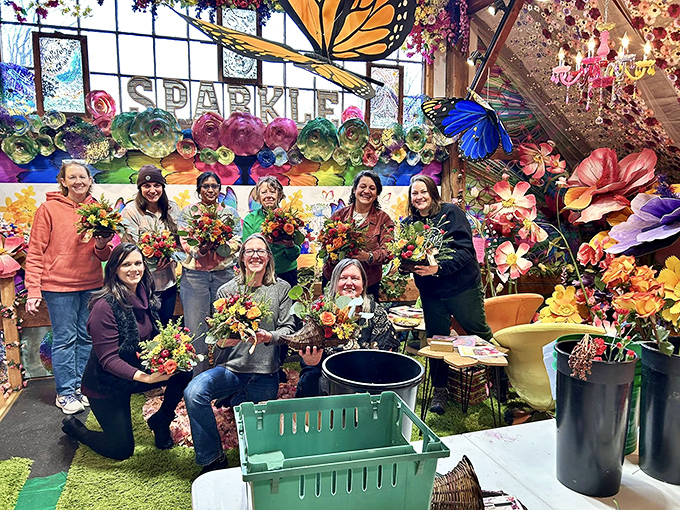 Creative souls unite! These workshop participants aren't just arranging flowers &ndash; they're harvesting joy and taking home memories more lasting than any purchased souvenir.