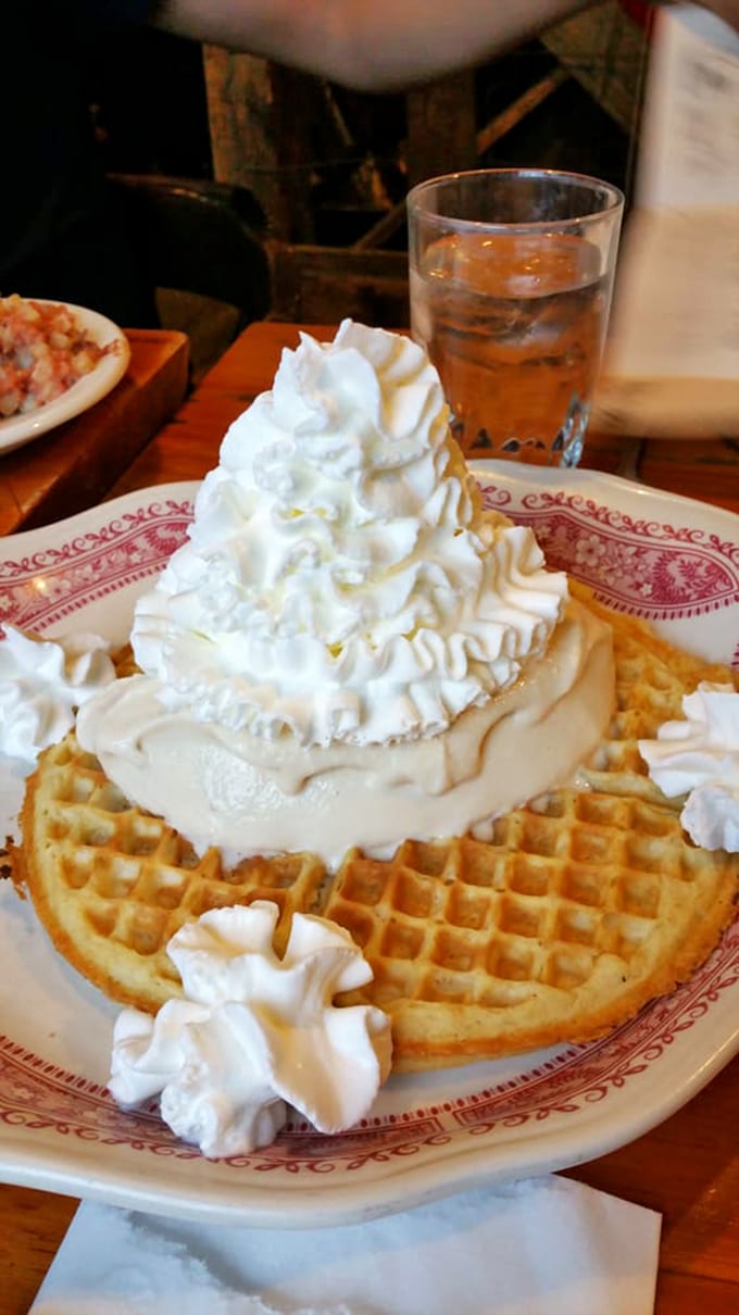 The holy grail of Vermont desserts: homemade maple ice cream melting atop a perfectly golden waffle &ndash; a combination that might just make you weep with joy.