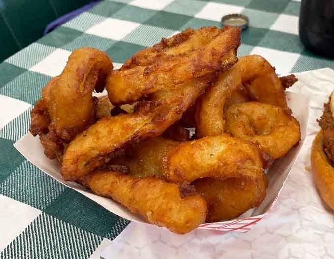 These golden onion rings are so perfectly crispy, they deserve their own standing ovation and possibly a trophy.