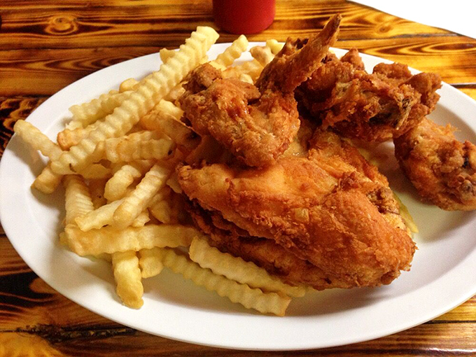 Crinkle-cut fries and fried chicken &ndash; a classic American pairing that never disappoints at West Union Cafe.