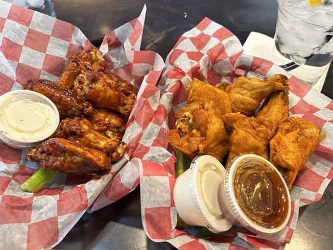 A beautiful array of wing flavors showcasing the range from mild to wild, each one promising a different taste adventure.