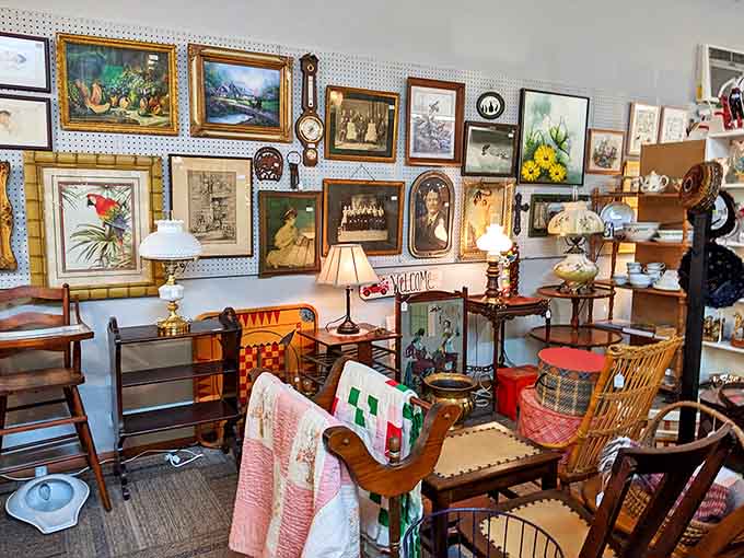 Furniture and artwork create vignettes that look like they were styled for a magazine spread about gracious living.