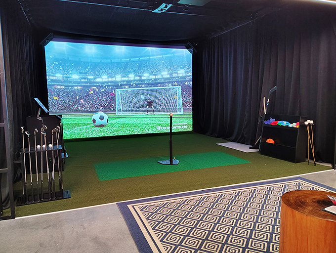 Take a swing in the indoor golf simulator where virtual fairways and realistic physics let you play world-famous courses without the Arizona heat.