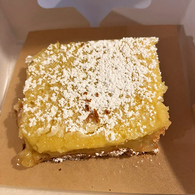 Golden-hued lemon bars dusted with powdered sugar &ndash; sunshine in dessert form that brightens even the cloudiest Vermont day.