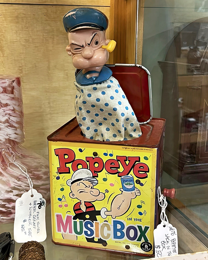 This vintage Popeye music box might be the quirky conversation piece your living room never knew it needed &ndash; spinach not included!