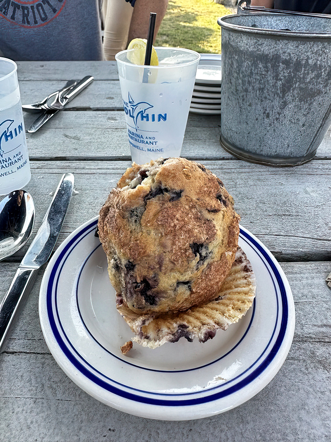 Another angle of blueberry perfection &ndash; this muffin isn't just breakfast, it's a Maine tradition that keeps generations returning year after year.