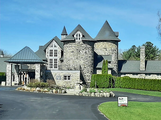 The Knight's Courtyard stands ready for revelry, its stone arches and perfect symmetry creating a space that feels both ancient and timeless.