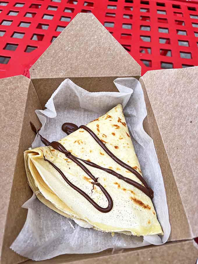 A chocolate-drizzled crepe that's so perfectly folded, it could teach origami masters a thing or two.