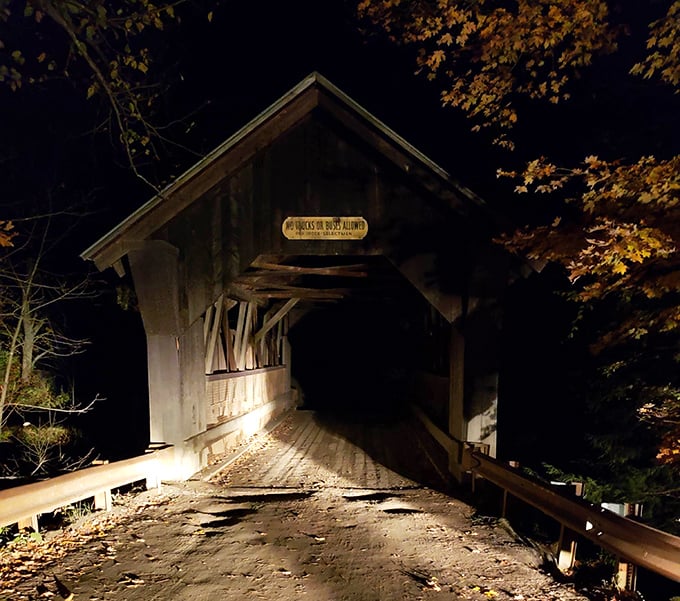 Standing at the threshold, visitors face a choice &ndash; just a historic covered bridge by day, or something far more mysterious after dark?
