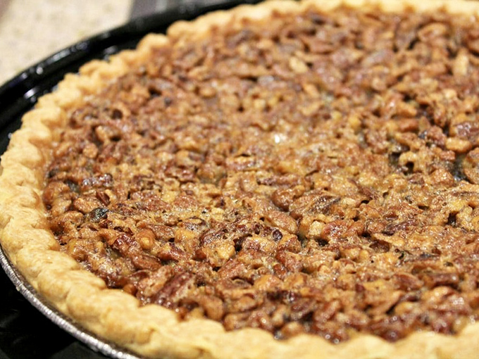 Fresh from the oven, this pecan pie showcases the ideal ratio of nuts to filling &ndash; a science Rock Springs has perfected over decades.