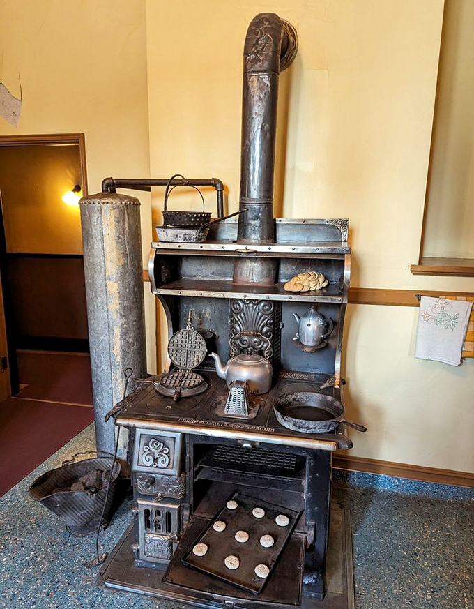 The kitchen's wood-burning cookstove &ndash; where holiday feasts were prepared without a microwave in sight. Patience was definitely on the menu.