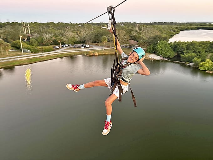 Gravity becomes your playful companion as you soar through the air with nothing but a harness and newfound courage.