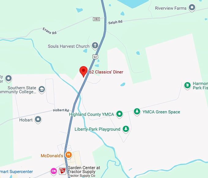 62 classics' diner map