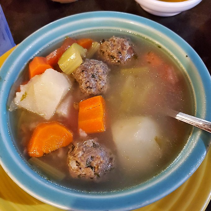 Albondigas soup that warms the soul &ndash; tender meatballs swimming in a clear broth alongside chunks of vegetables that taste like someone's grandmother made them.