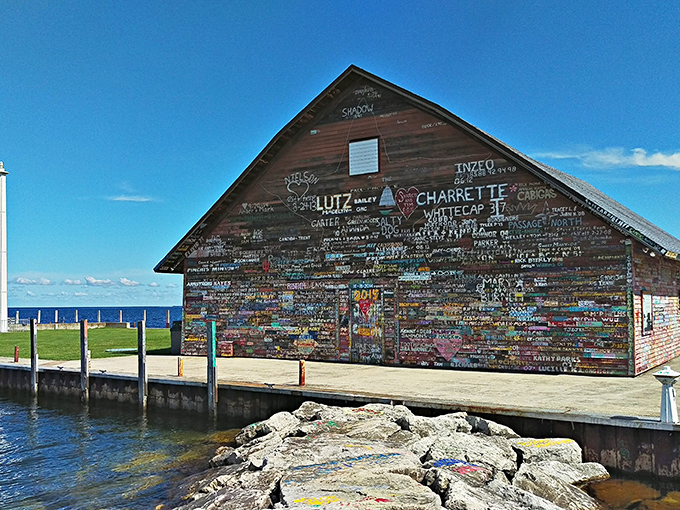 The famous graffiti barn at Anderson Dock &ndash; where leaving your mark isn't vandalism, it's tradition dating back generations.