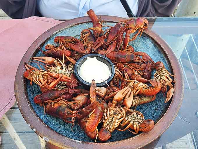 Fresh crawfish arranged like edible art proves that sometimes the best meals require a little hands-on work and zero pretension whatsoever.