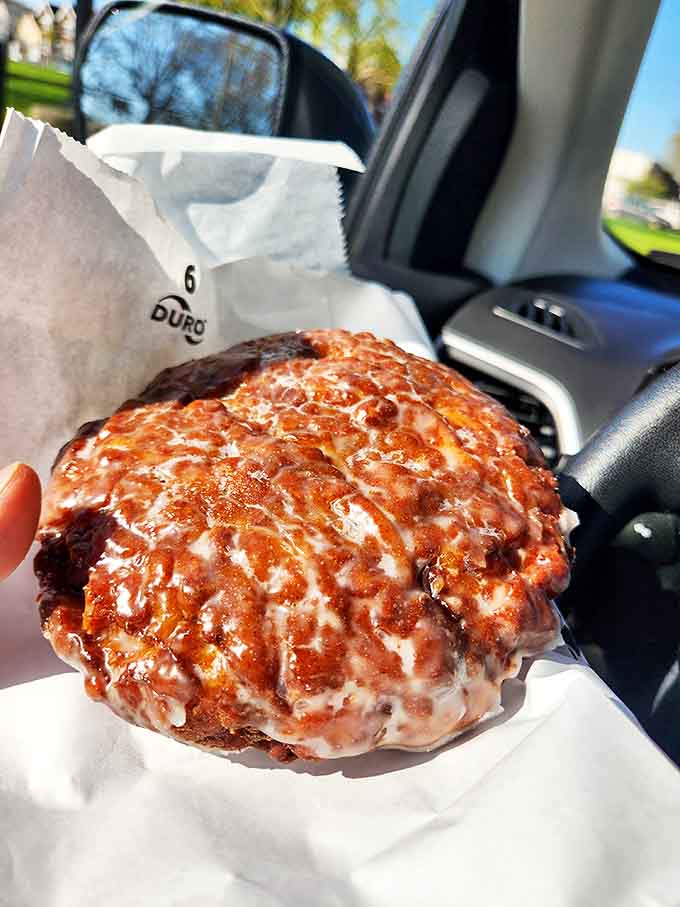 This apple fritter is basically autumn in pastry form, big enough to share but you absolutely won't want to.