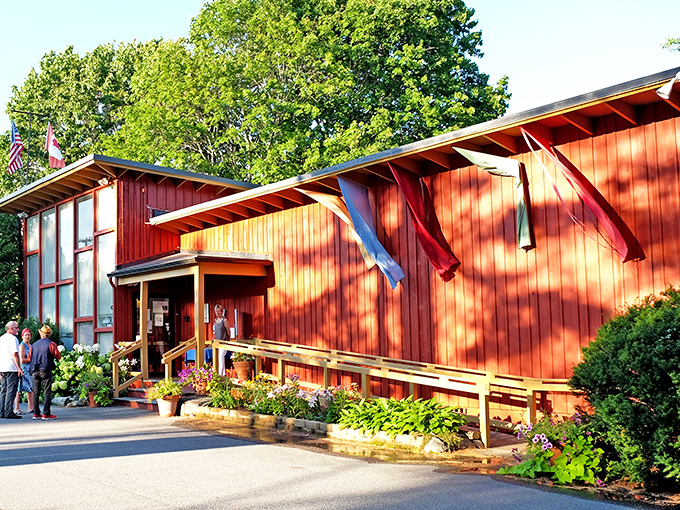 This rustic red art sanctuary showcases local talent in a building that's as authentically Maine as the creative treasures displayed inside.