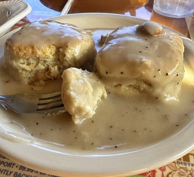 Biscuits and Gravy: Not your average gravy boat &ndash; these scratch-made biscuits swim in pepper-flecked country gravy that grandmothers everywhere would approve of.