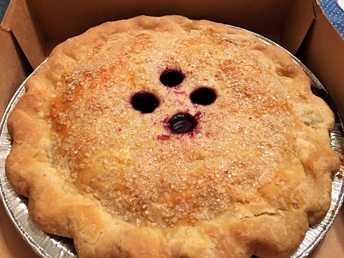This blueberry pie isn't messing around&mdash;those steam vents reveal the serious berry business happening inside that perfectly golden crust.
