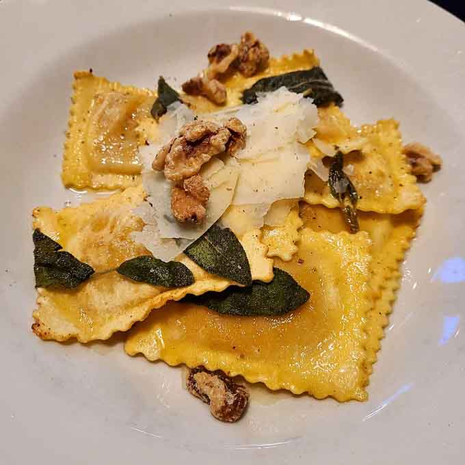 Butternut squash ravioli with sage butter and walnuts is autumn on a plate, the kind of dish that makes you glad seasons change.