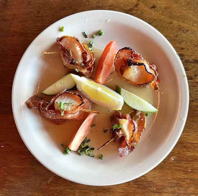 Vermont maple scallops wrapped in bacon show that Casey's knows its way around more than just pretzels.